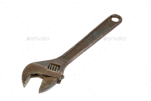 Rusty adjustable wrench on white background Stock Photo by mkos83 | PhotoDune